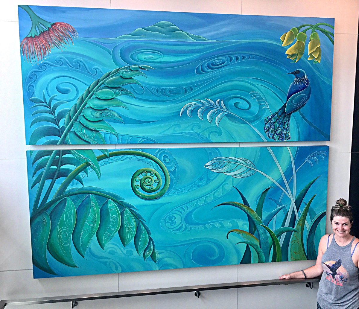 Install: Painting 2- New Zealand Native Art – Reina Cottier Art
